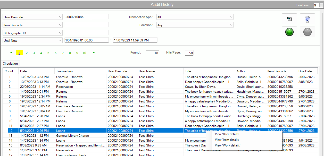 History Screen – Desktop – Aurora Information Technology