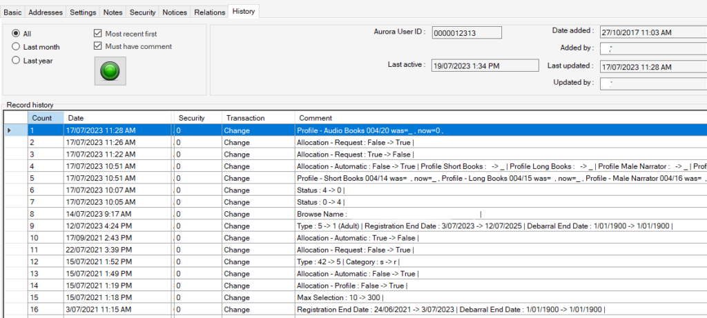 User Details Screen – Desktop – Aurora Information Technology