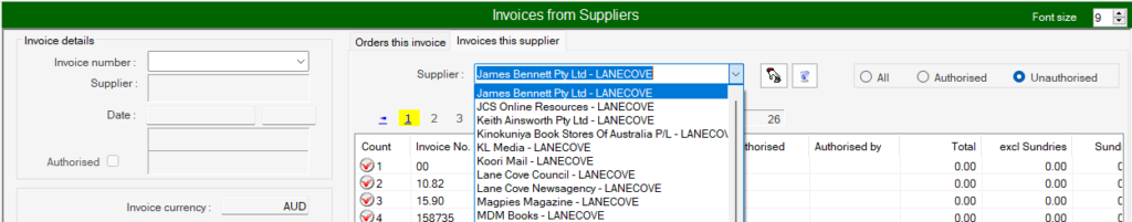 Invoices Screen – Desktop – Aurora Information Technology