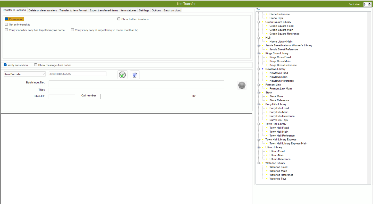 Item Transfer Screen – Desktop – Aurora Information Technology