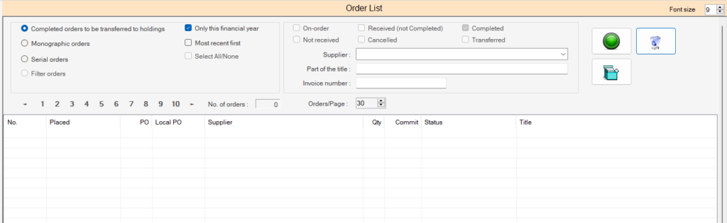 Order List Screen – Desktop – Aurora Information Technology