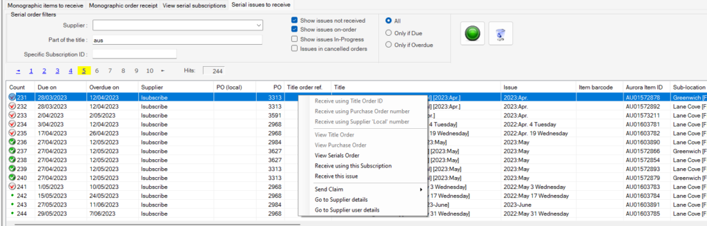 Receive Order Screen – Desktop – Aurora Information Technology