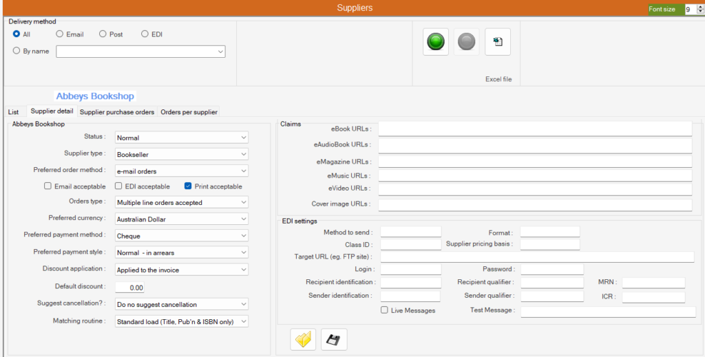Suppliers Screen – Desktop – Aurora Information Technology